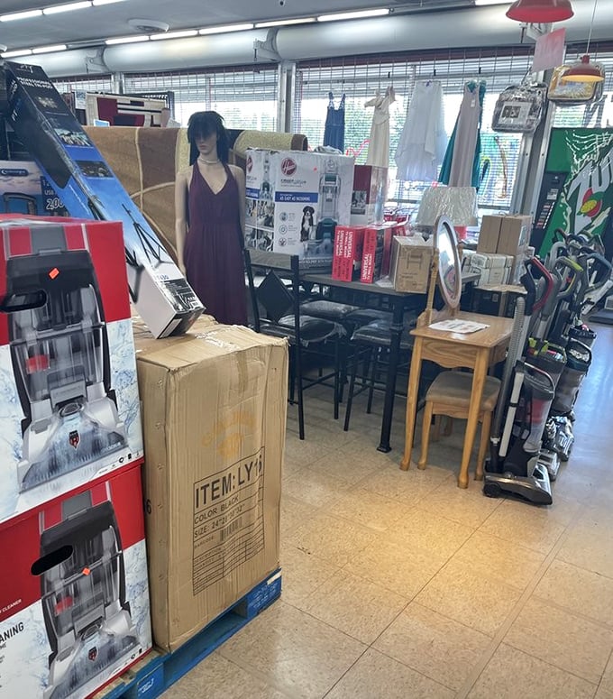 The furniture corner – where that perfect side table lurks among mannequins and vacuum cleaners, like finding prosciutto at a gas station deli.