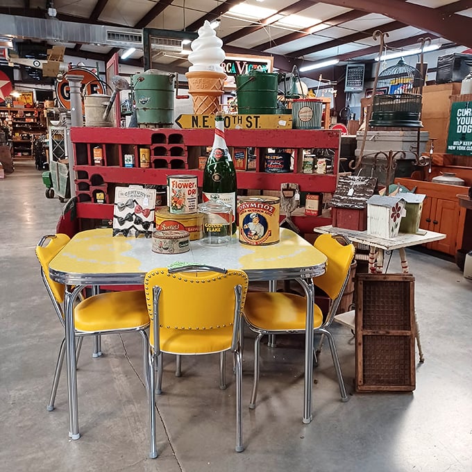 From above, the organized chaos reveals itself as a carefully curated museum where everything's for sale and every item has outlived its original owner.