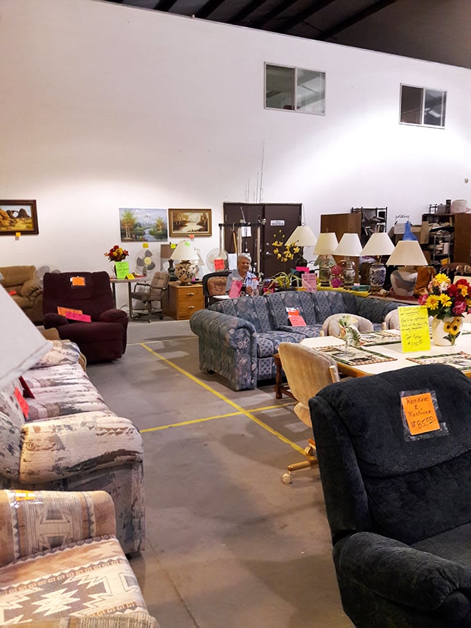 The furniture section could furnish an entire Southwest sitcom set—complete with that perfect recliner your spouse will pretend to hate.