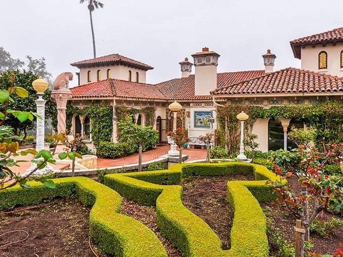These gardens don't just grow—they perform. With hedges sculpted into waves and Mediterranean buildings peeking through the greenery, it's landscape design as theater.