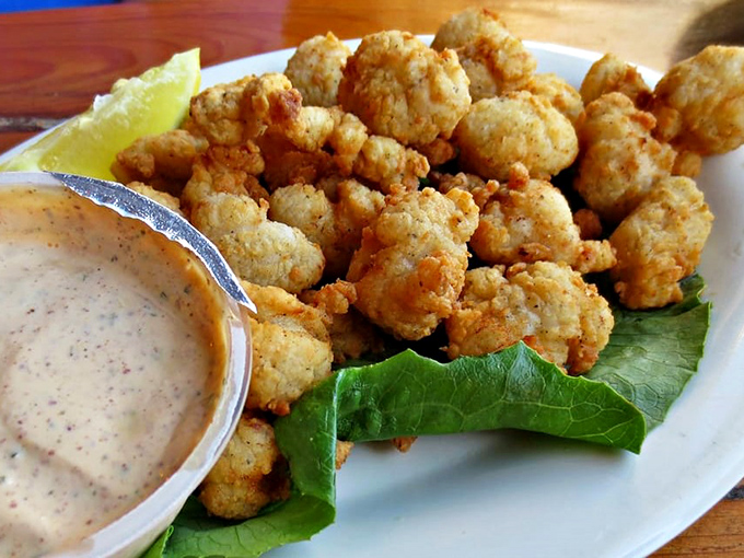 Crispy bites served with a creamy dipping sauce – the perfect starter while you contemplate just how many rounds of all-you-can-eat shrimp you can handle.