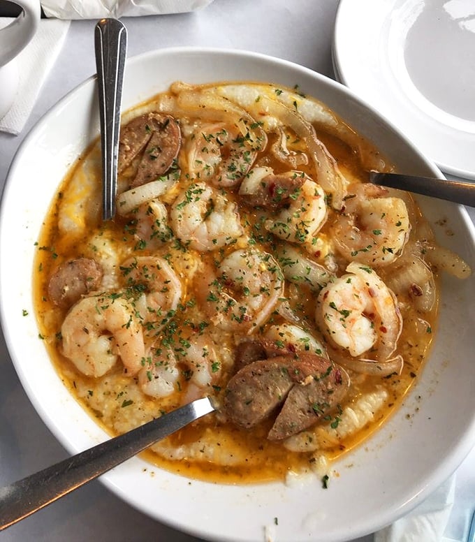 Shrimp and grits elevated to an art form – the South's answer to Italy's risotto, but with more soul and swagger.