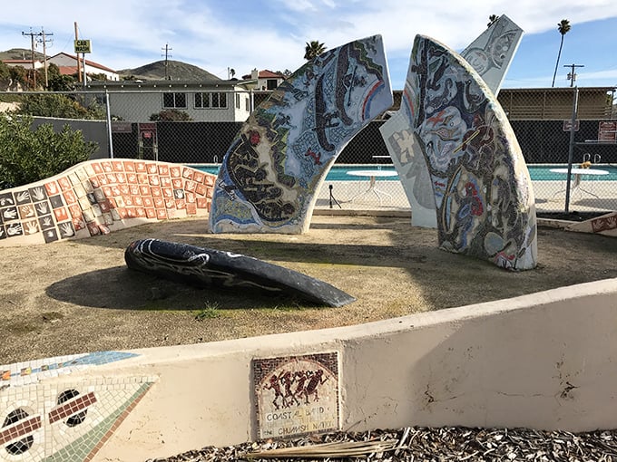 Public art that celebrates the sea tells Cayucos' story through mosaic and sculpture, a community canvas that welcomes all.