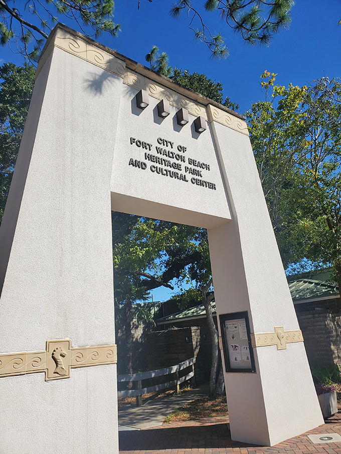 The Heritage Park and Cultural Center entrance promises air-conditioned history lessons. Florida's past, thankfully presented without the humidity of the present.