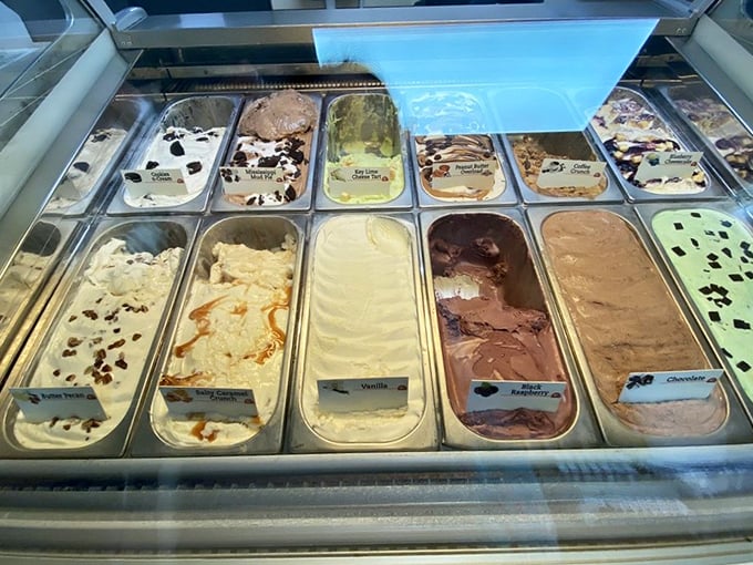 An ice cream case that's basically the frozen foods section of heaven – where vanilla actually tastes like vanilla, imagine that.