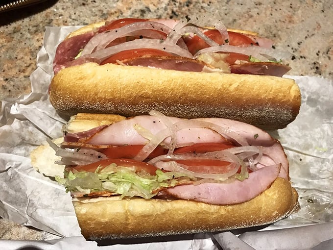 The Italian hoagie—a masterclass in layering where each ingredient knows its role in the flavor symphony. This isn't lunch; it's edible art.