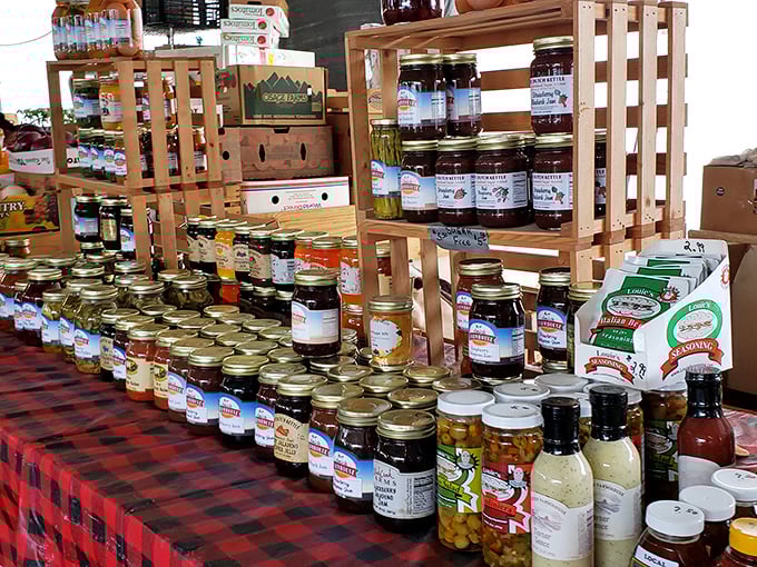 Preserved Florida in glass jars—each one containing someone's secret recipe and a story that's probably worth more than the contents.