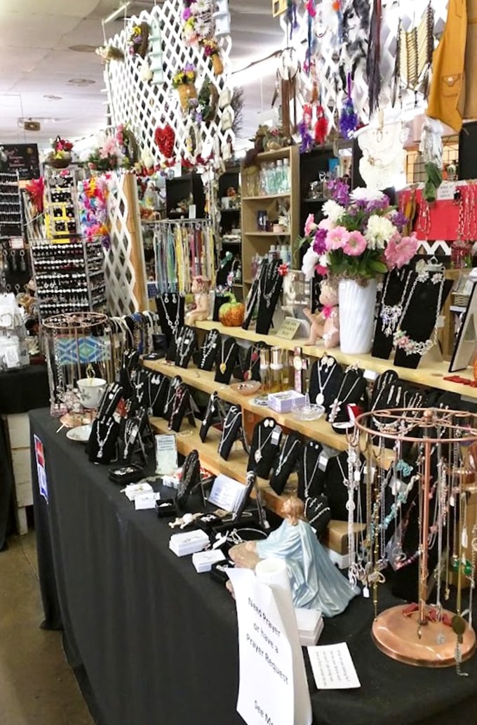 A jewelry display that would make Elizabeth Taylor pause. Each necklace waits patiently for its perfect match.