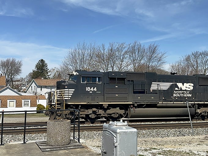 Trains still command respect in Bellevue, where Norfolk Southern's mighty engines remind us of the town's enduring railroad heritage.