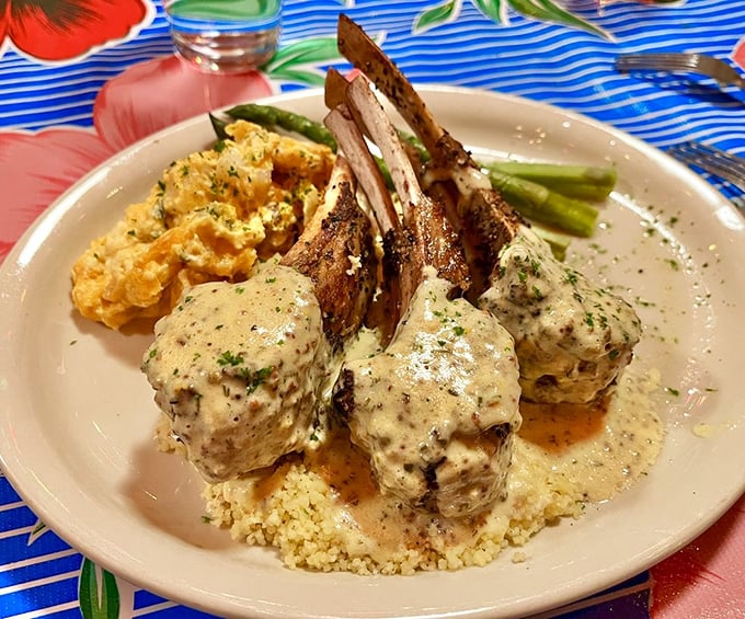 These lamb chops aren't just standing at attention—they're practically saluting your good taste. The couscous provides the perfect supporting cast.