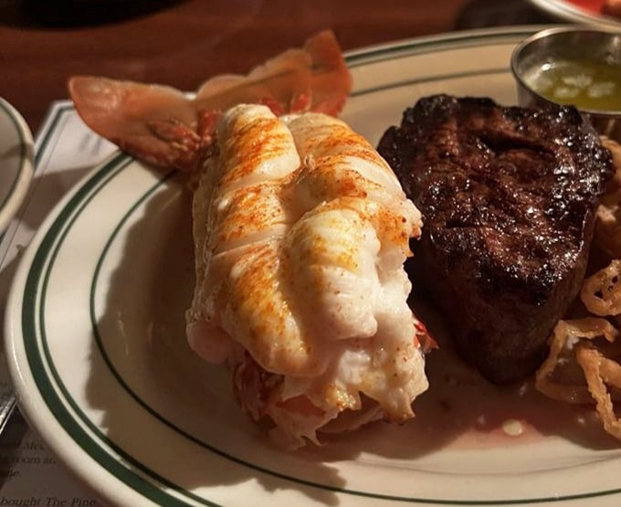 Land and sea in perfect harmony – a lobster tail that practically glows alongside a steak that refuses to be upstaged.