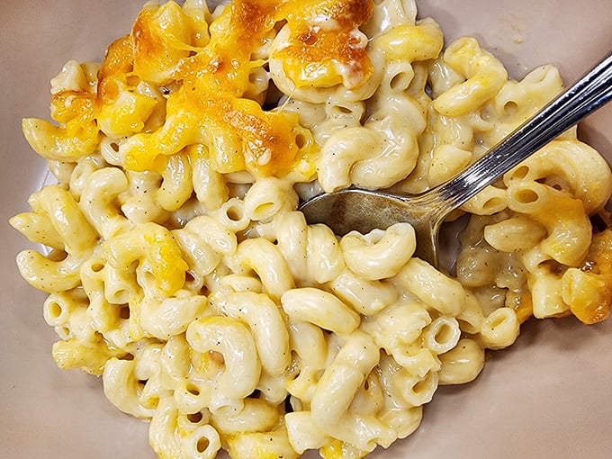 Mac and cheese that doesn't come from a blue box—this is the real deal, with each forkful stretching into cheesy infinity.