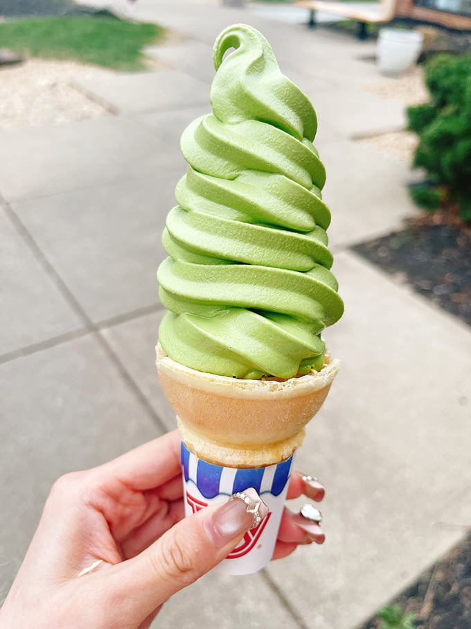 The matcha soft serve isn't just green ice cream—it's a swirled tower of earthy, sweet complexity that puts regular cones to shame.