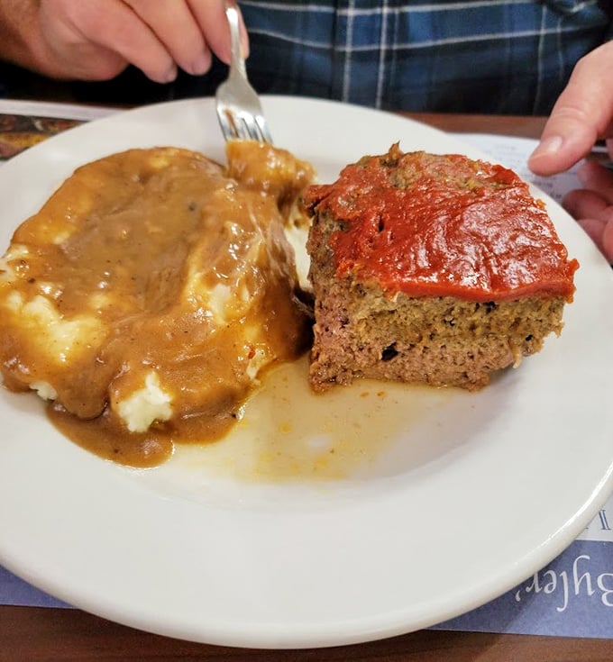 Meatloaf elevated from cafeteria memories to something your grandmother would proudly claim as hers.