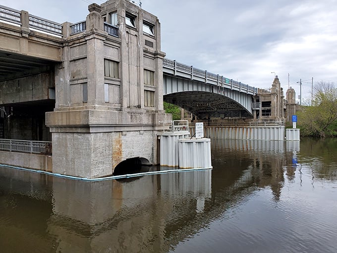 Memorial Bridge spans more than just water—it connects Manistee's historic downtown with its residential neighborhoods in architectural style.