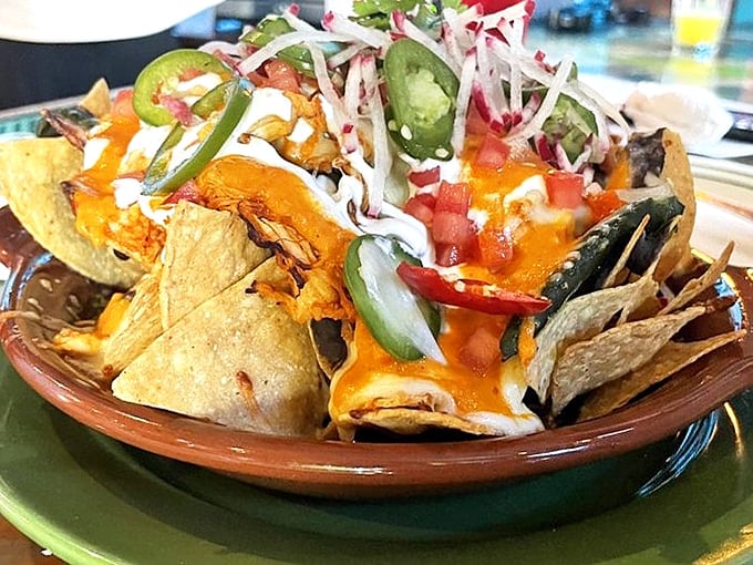 Mount Nacho erupts with toppings – this volcanic pile of deliciousness requires a strategic eating plan and brave appetite.