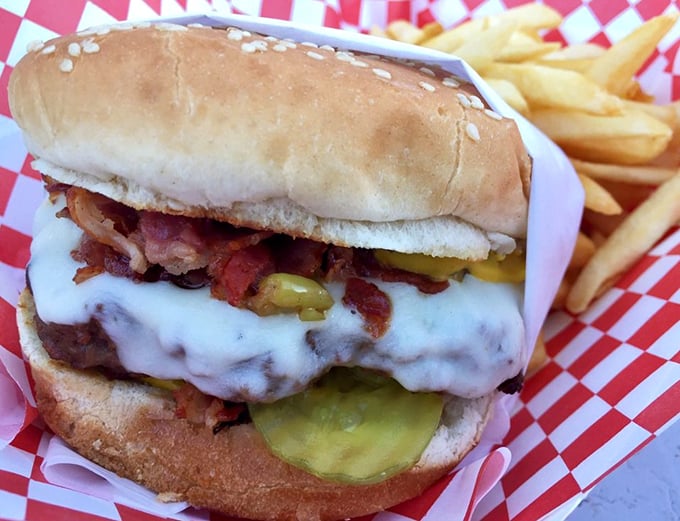 The Pastrami Burger – where two perfect foods decided life was better together. Those pickles aren't just garnish; they're essential supporting actors.