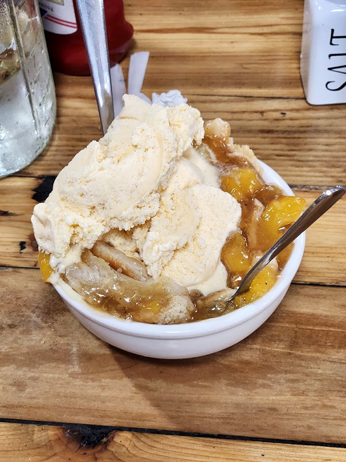 Life is uncertain, so eat dessert first—especially when it's warm peach cobbler topped with vanilla ice cream melting into peachy perfection.
