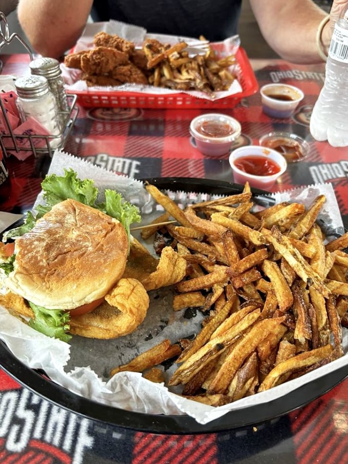 Lake Erie perch gets the royal treatment here. Crispy, golden, and served with fries that could stand alone as a meal—this is Ohio's coastal cuisine at its finest.