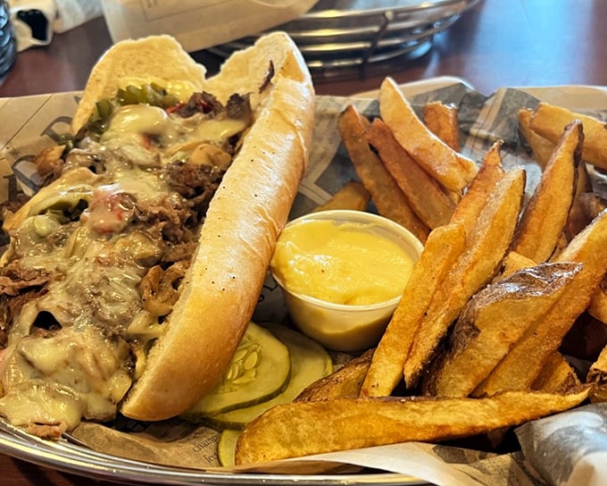 This Philly cheesesteak isn't trying to reinvent the wheel—it's just making that wheel deliciously cheesy and perfectly satisfying.
