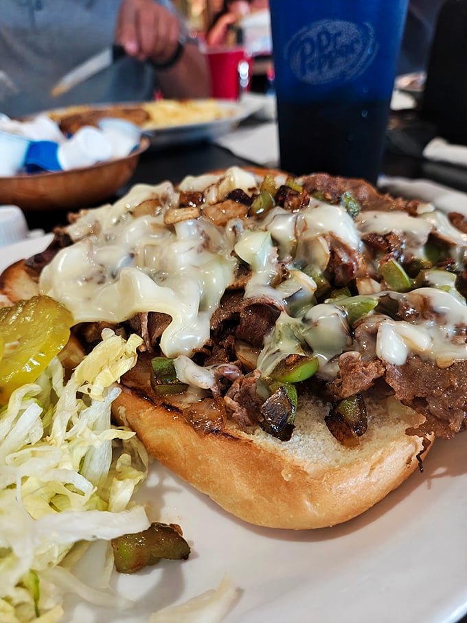A Philly cheesesteak that would make Rocky proud – tender beef, melted cheese, and grilled peppers on a roll that's up for the challenge.