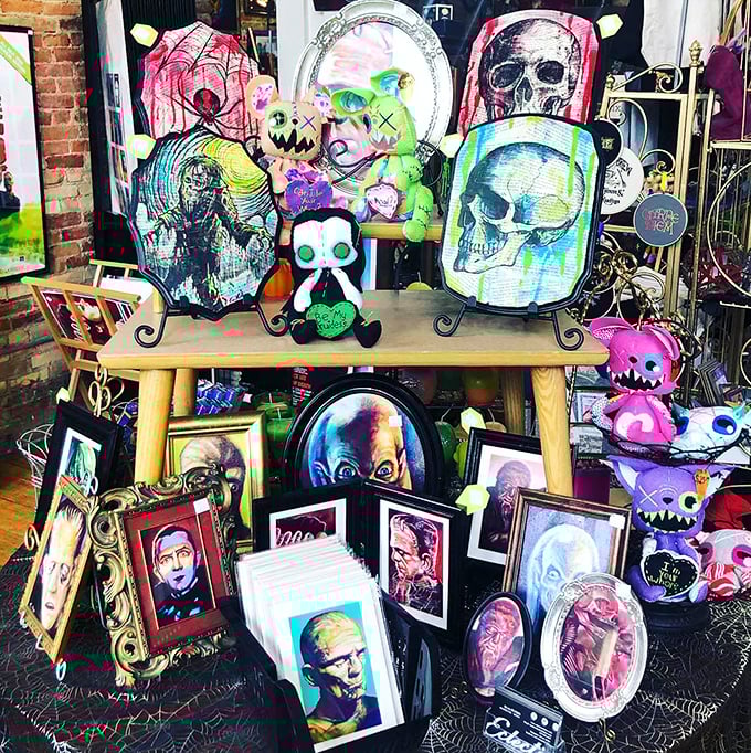Horror meets high art in this display where classic monsters and cult favorites are immortalized in frames that probably have stories of their own.