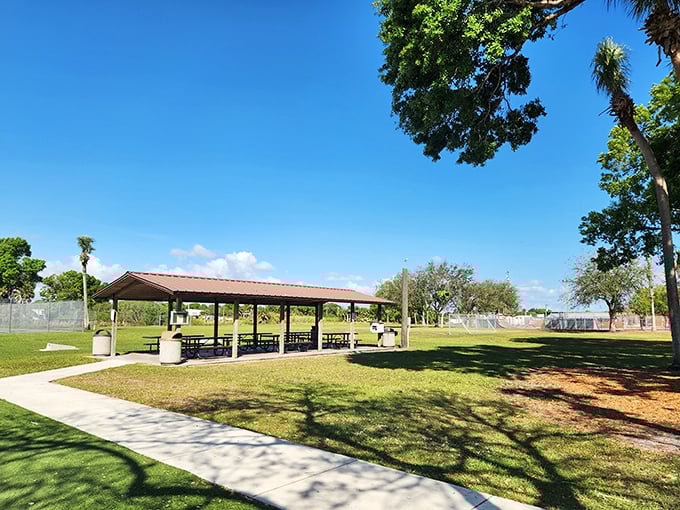 These picnic pavilions host more community potlucks than a Midwest church basement – and that's saying something.