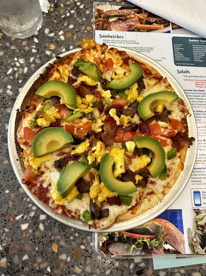 The Breakfast Pizza brings morning favorites to the circular stage, with avocado slices standing in as the green room divas they truly are.