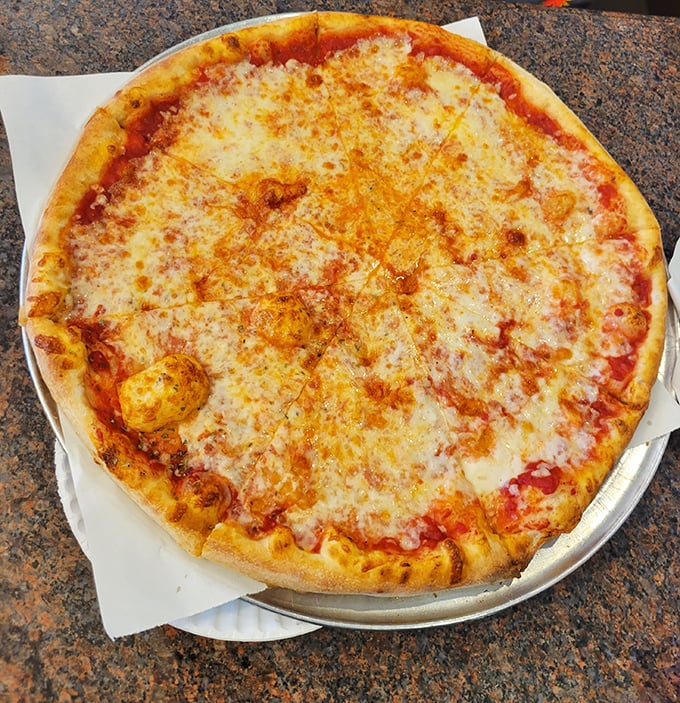 Golden, bubbly, and sporting that perfect brick oven char—this is what pizza dreams are made of, folks.