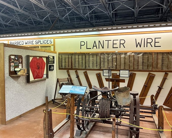 Not just any farm equipment—this "Planter Wire" display shows the ingenuity that helped transform the American frontier into productive farmland. 