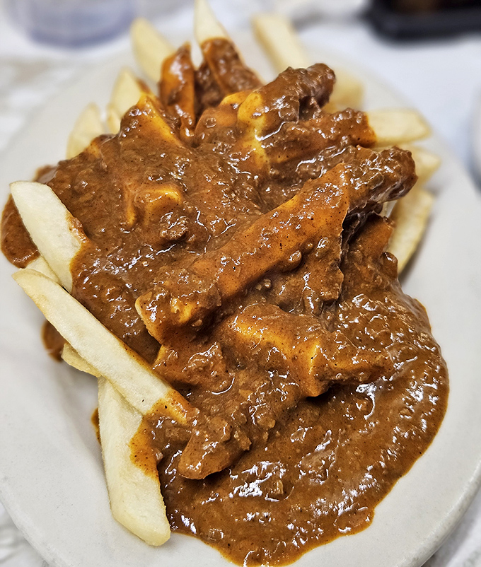 Chili fries that could make a vegetarian question their life choices. The sauce blankets each fry like a warm, spicy comforter on a cold Michigan night.