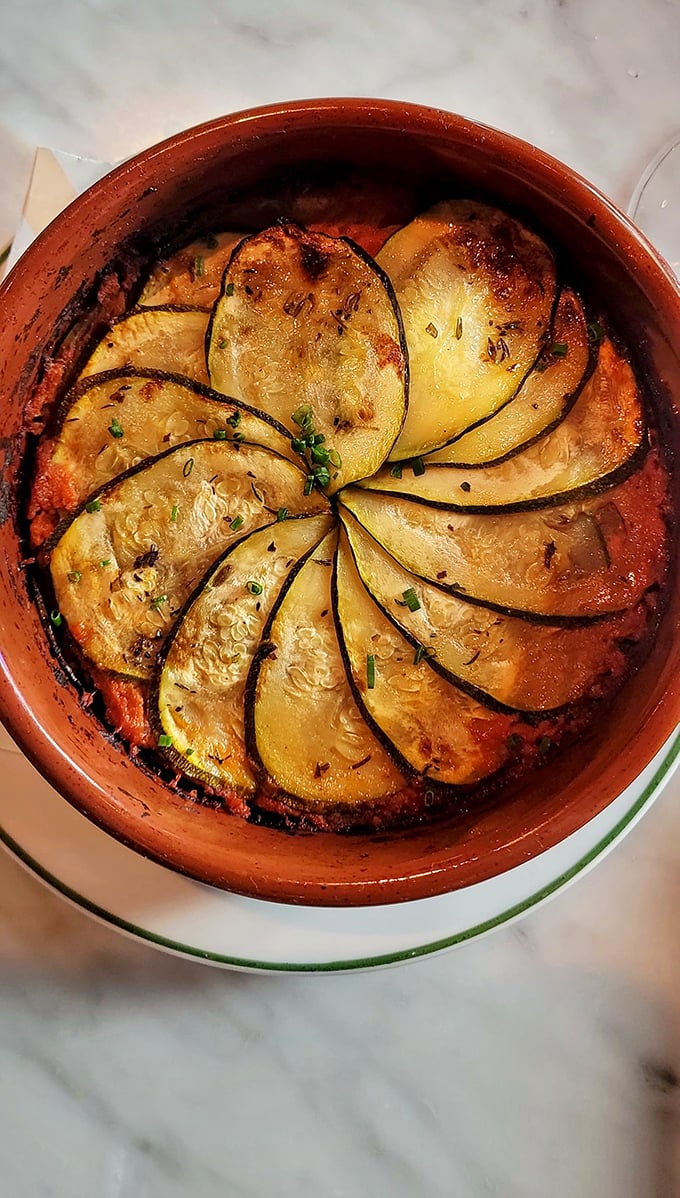 Ratatouille so perfectly arranged, you'll hesitate before eating it—but only for about three seconds before your fork dives in.