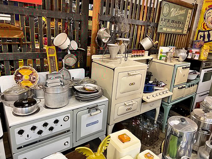 These vintage appliances have seen more family recipes than a church cookbook. That Crosley stove probably made a million meatloaves!