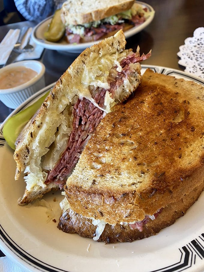 The Reuben at Langer's isn't just grilled—it's transformed. That perfect ratio of corned beef, sauerkraut, and Swiss would make Manhattan jealous.