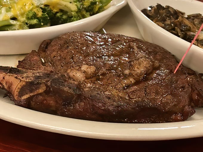 This bone-in ribeye isn't just dinner—it's a primal experience that reconnects you with your carnivorous ancestors. Vegetarians, avert your eyes.