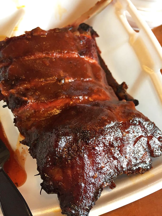 These ribs glisten like mahogany furniture you're actually encouraged to eat – what a time to be alive.