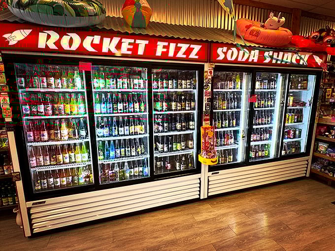Rocket Fizz's rainbow of sodas proves that adulting doesn't mean abandoning your childhood sweet tooth – just upgrading it with exotic flavors.