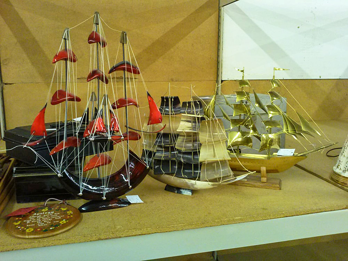 These model sailing ships never braved actual waters, but they've navigated time beautifully, carrying dreams of adventure across generations.
