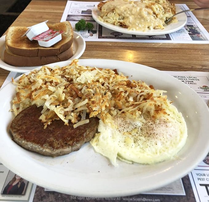 Breakfast platters that make you question why anyone would ever skip the most important meal of the day. Those hash browns deserve a medal.