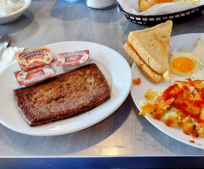 Scrapple and eggs – the Pennsylvania breakfast of champions. Where else can you find this regional delicacy executed with such reverence alongside perfect sunny-side ups?