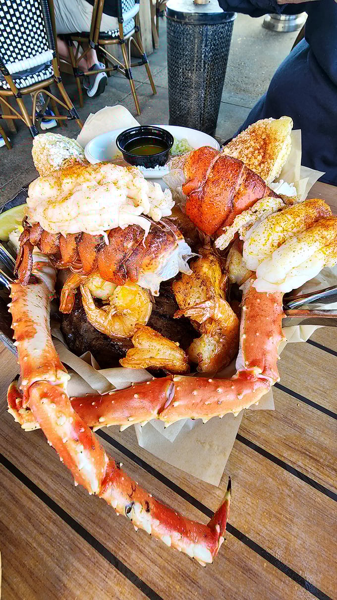 This seafood platter isn't just a meal—it's a crustacean celebration where king crab legs and jumbo shrimp throw the party of the season.