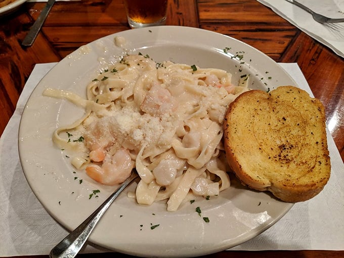 Creamy seafood pasta that would make an Italian grandmother nod in approval—if she lived on the Gulf Coast.