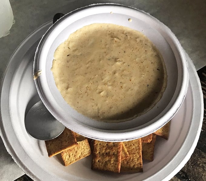 She-crab soup so velvety and rich it deserves its own zip code, served with crackers that know their supporting role in this coastal drama.