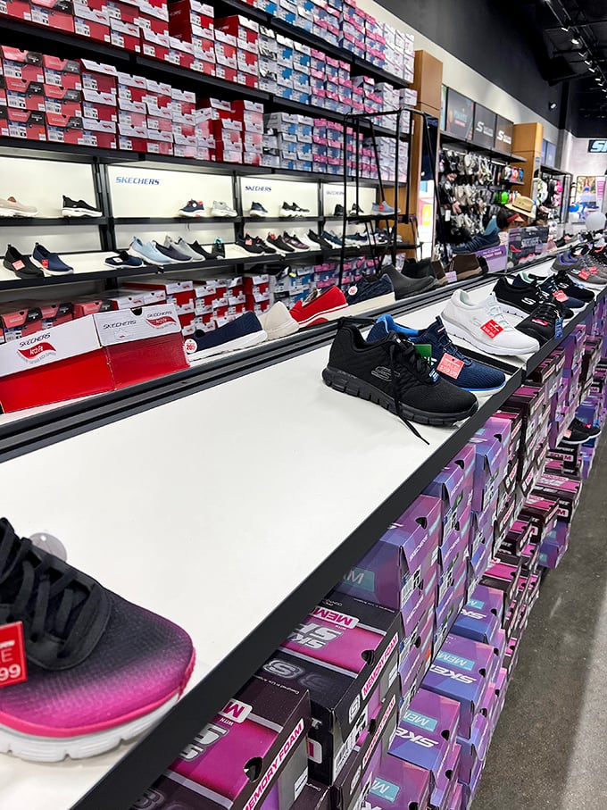 The Skechers store—where your feet and wallet can finally agree on something. Those neat rows promise comfort without bankruptcy.