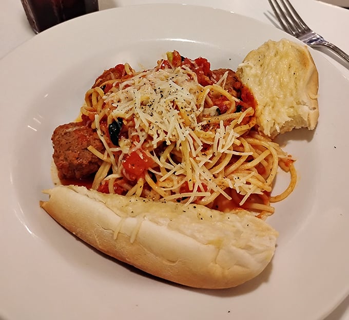 Spaghetti and meatballs that would make any Italian grandmother nod in approval. Comfort food that hugs you from the inside out.