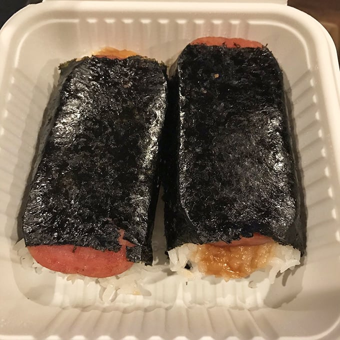 Spam musubi: Hawaii's beloved snack finds a worthy home here, where humble ingredients transform into something greater than their parts.
