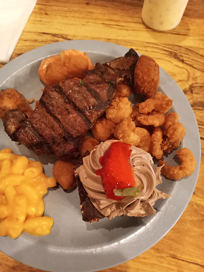 Surf meets turf in perfect harmony – a plate that says "I couldn't decide between steak and seafood, so I chose happiness."