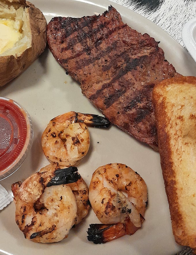 The classic surf and turf – where land meets sea on a plate that proves sometimes the best culinary partnerships are the most obvious ones.
