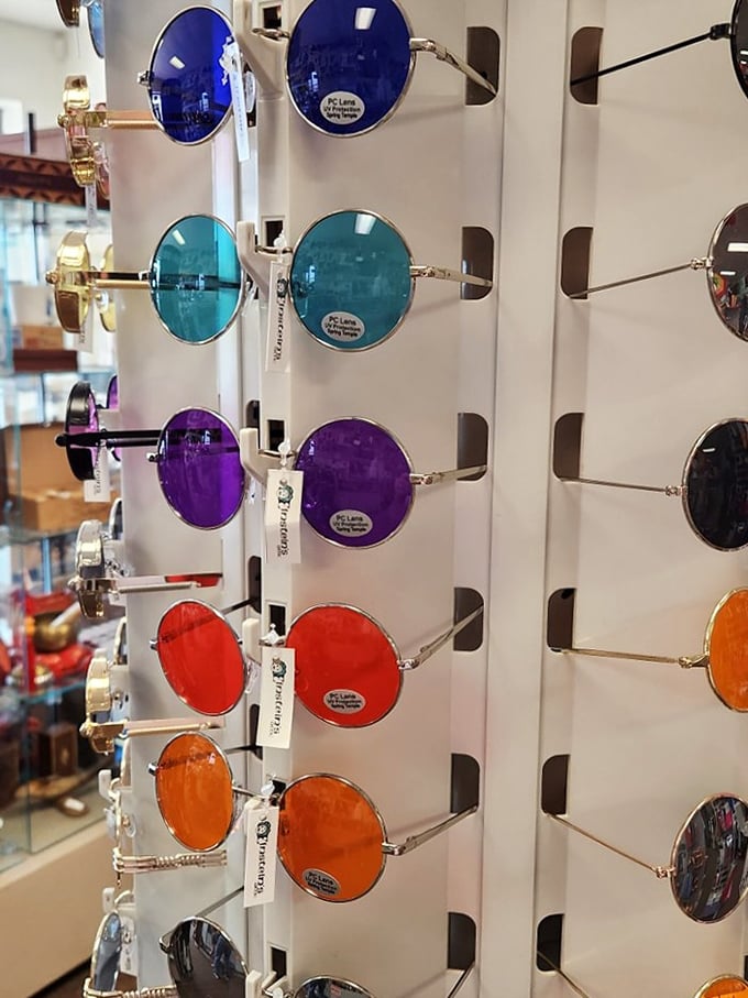 John Lennon would approve of this psychedelic eyewear collection. These aren't just sunglasses—they're time portals to decades when fashion dared to be bold.