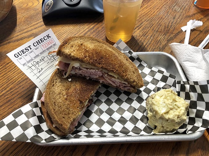 Behold The Hampler: where meat meets heat on toasted bread, creating the kind of sandwich that demands both napkins and respect.